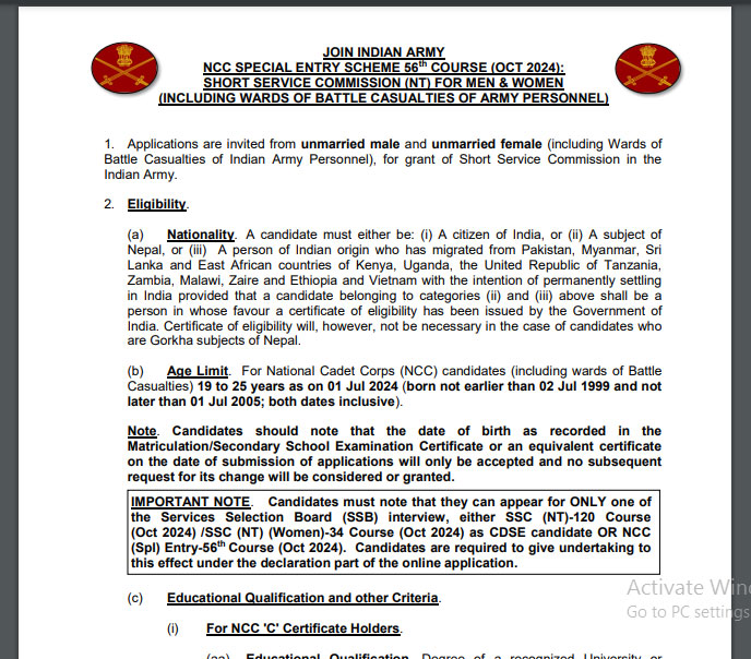 Indian Army Recruitment 2024 | भारतीय सेना में नयी भर्ती का नोटिफिकेशन जारी आवेदन की अंतिम तिथि ...